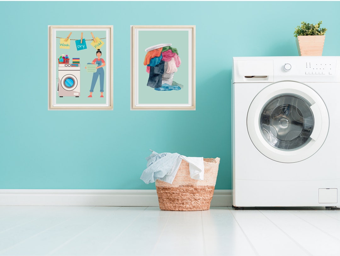 Set Laundry Room Wall Art Set of 2, Instant Download Print, Clothing ...