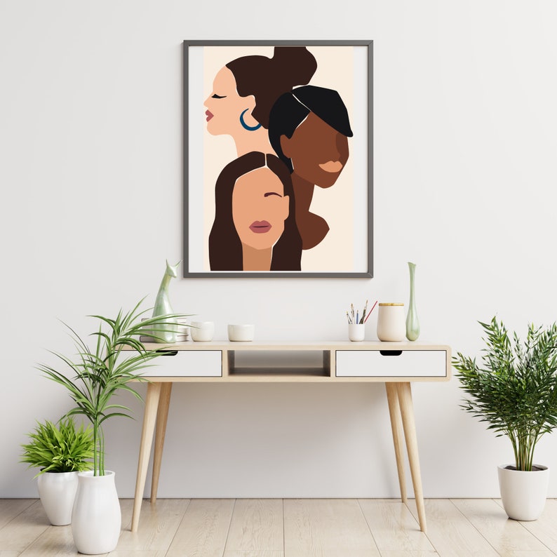 Strong Women Svg Wall Art Diversity Art Print Girl Power Office Wall