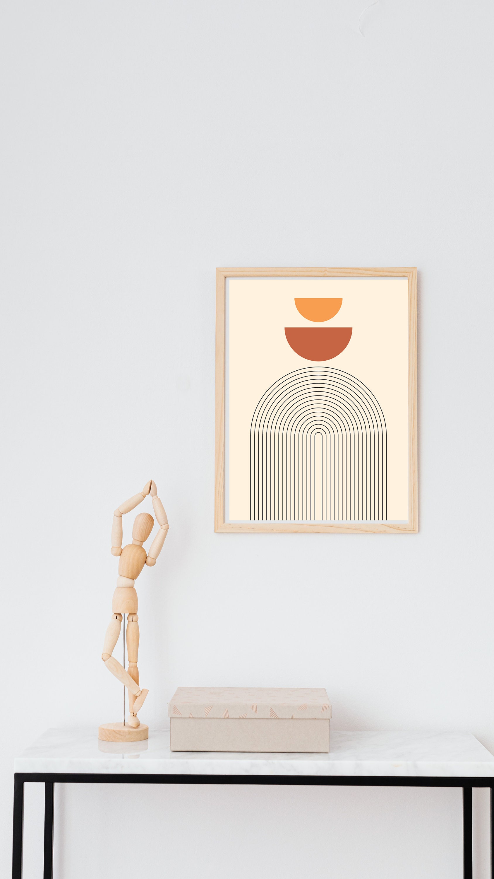 Modern Mid Century Geometric Pattern and Half-moon Art Boho - Etsy