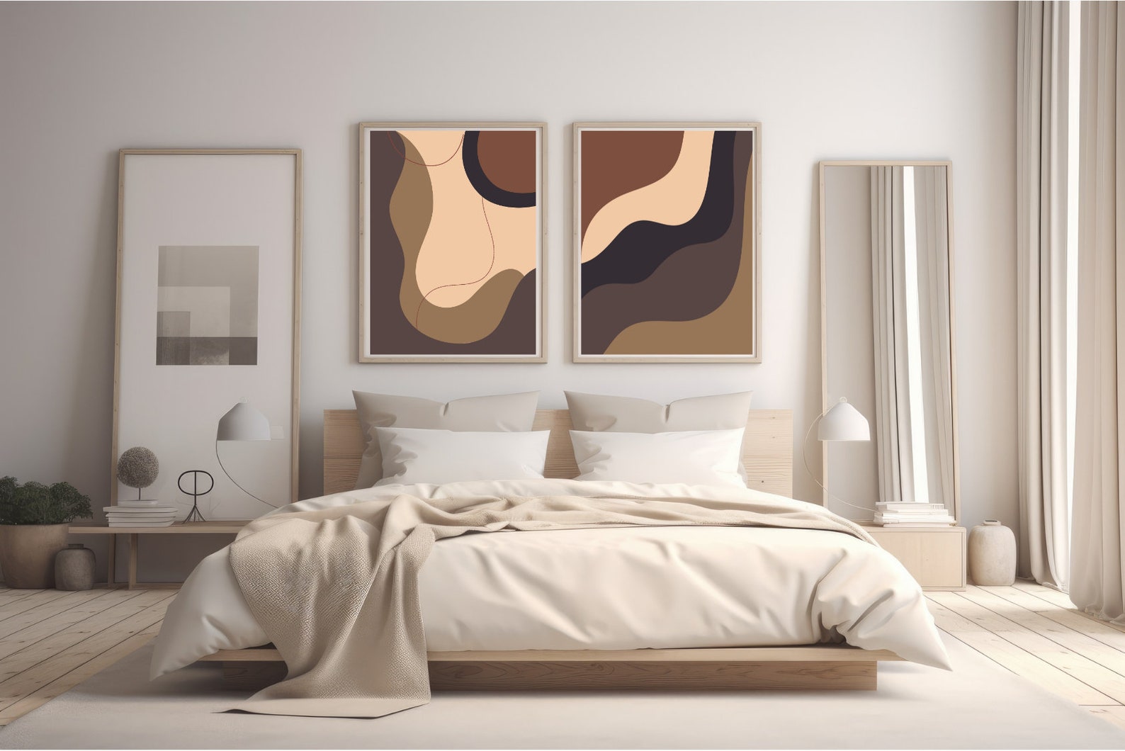 Set of 2/ Modern Abstract Pattern With Brown Graphics Color - Etsy