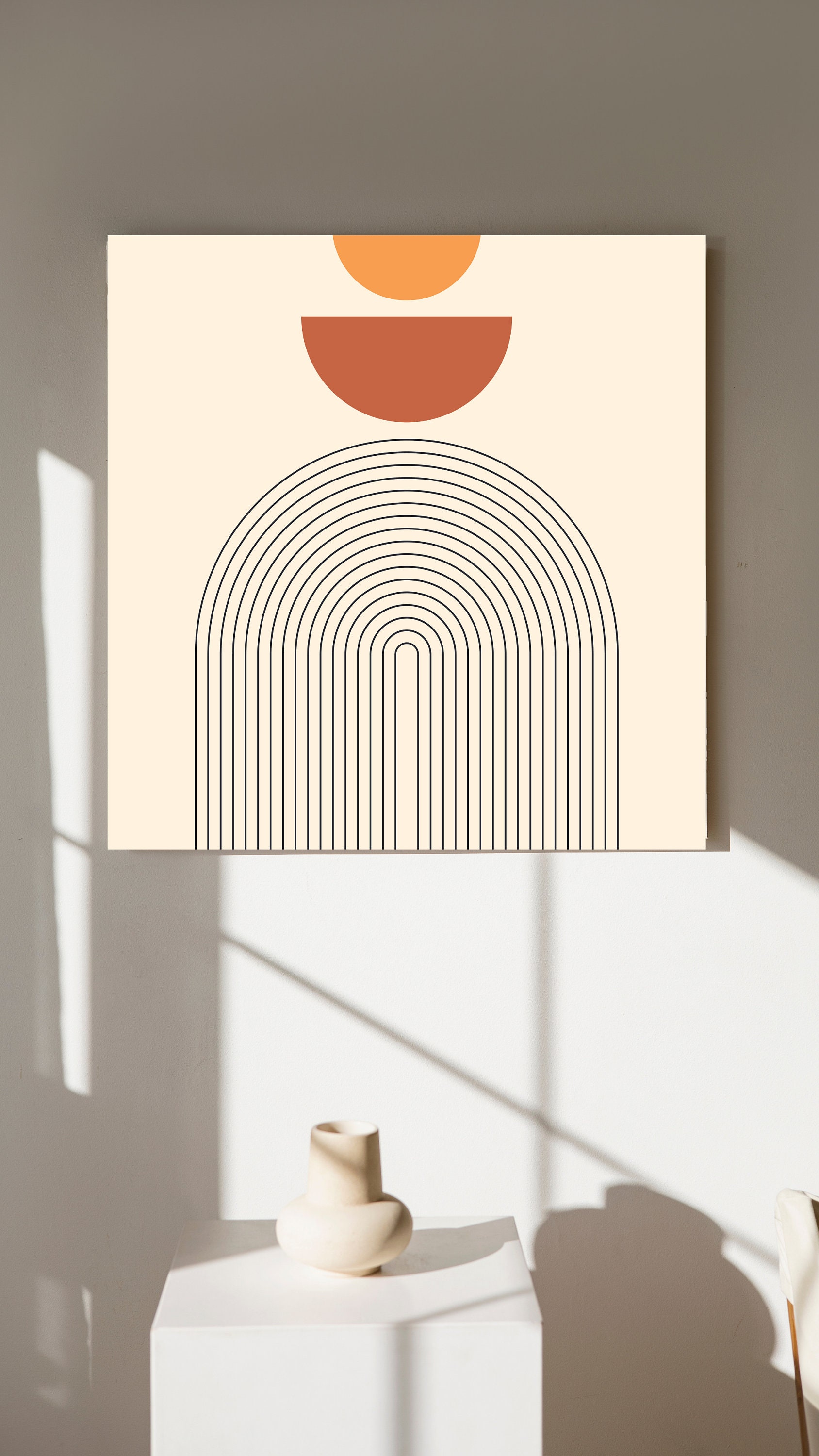 Modern Mid Century Geometric Pattern and Half-moon Art Boho - Etsy