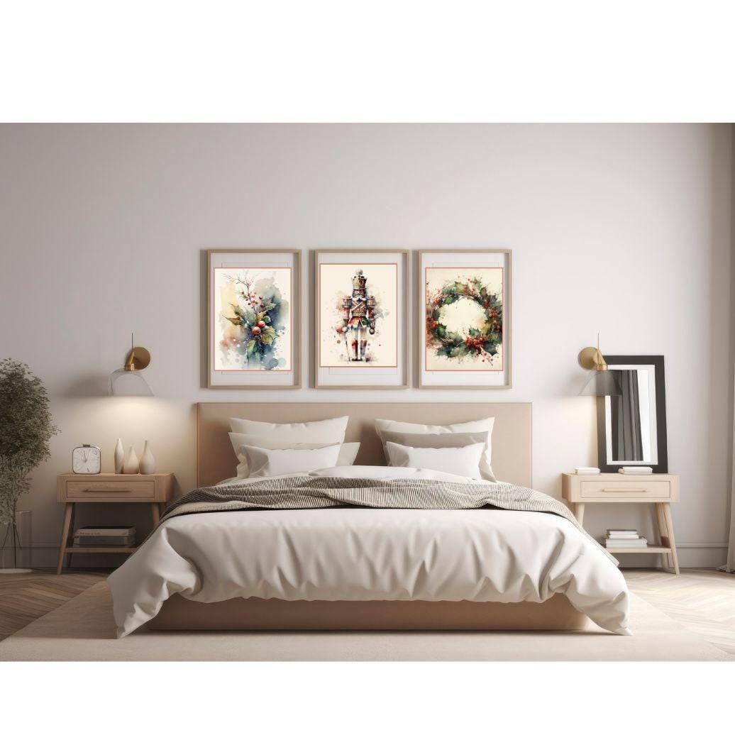 Set of 3 Christmas Wall Art Designs | Festive Digital Prints for ...