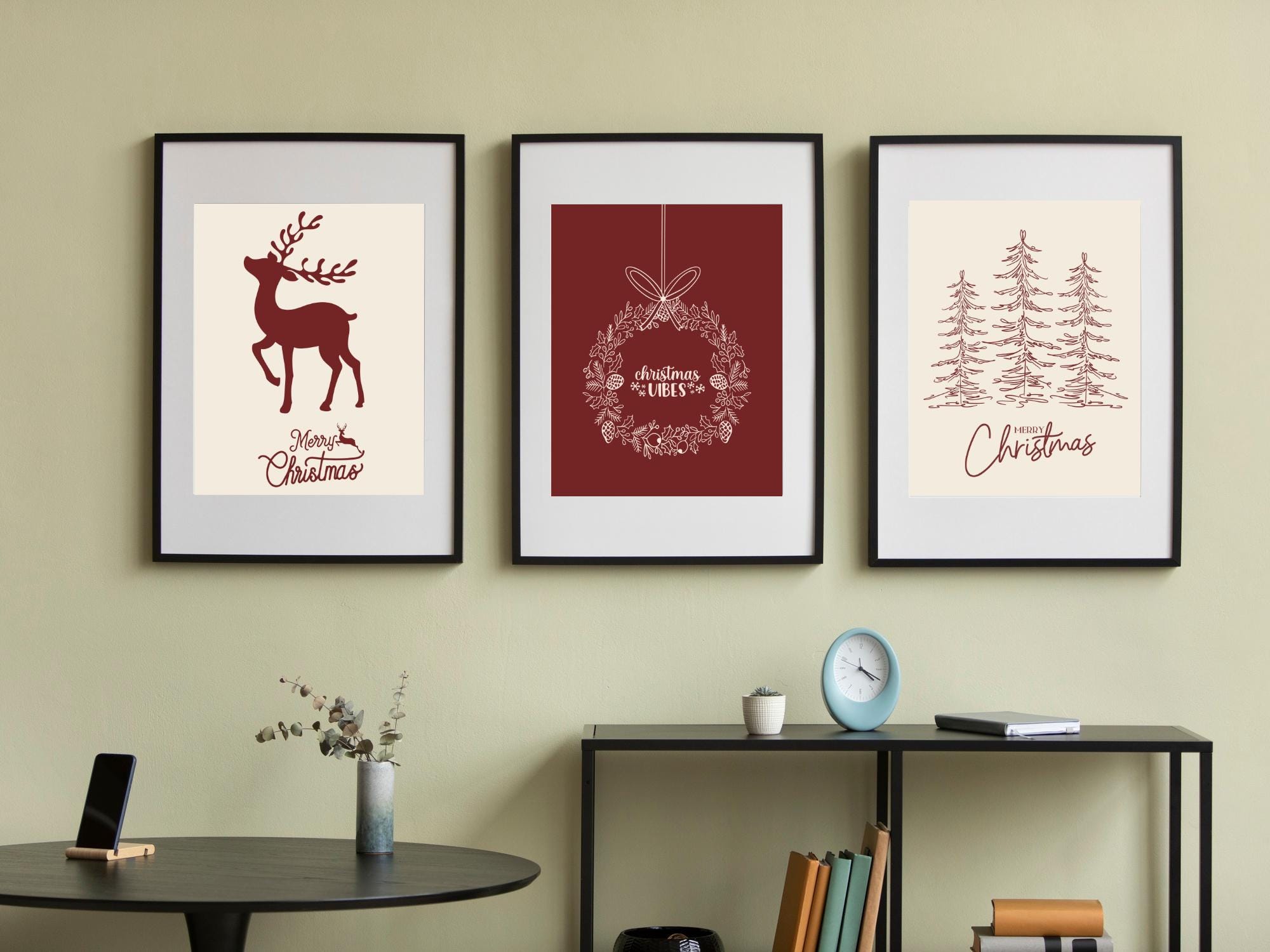 Gallery Set of 3 Christmas Wall Art Designs | Festive Digital Prints ...