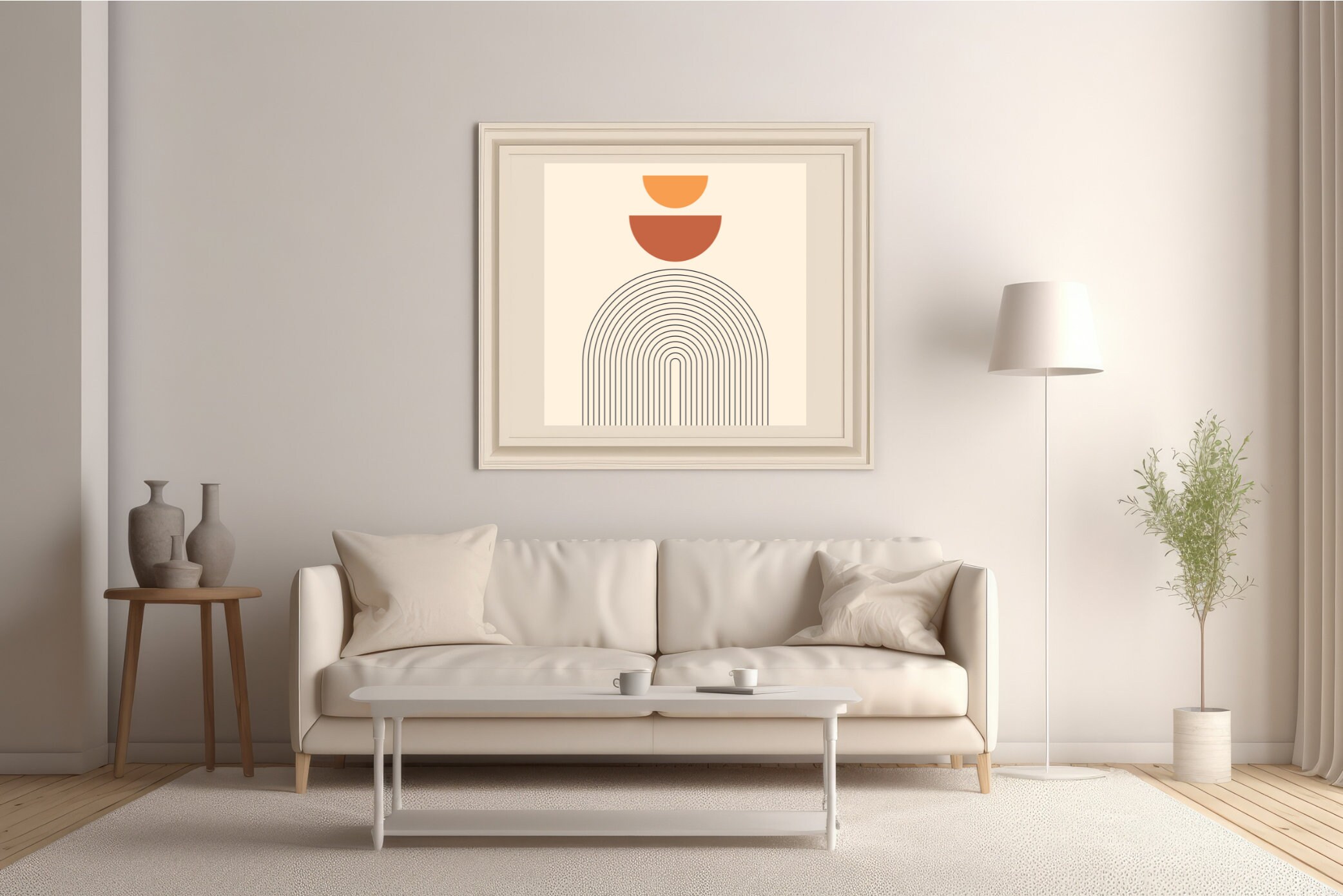 Modern Mid Century Geometric Pattern and Half-moon Art Boho - Etsy