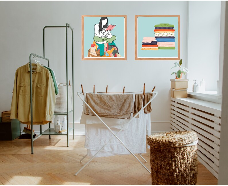 Set Laundry Room Wall Art Set of 2, Instant Download Print, Clothing ...