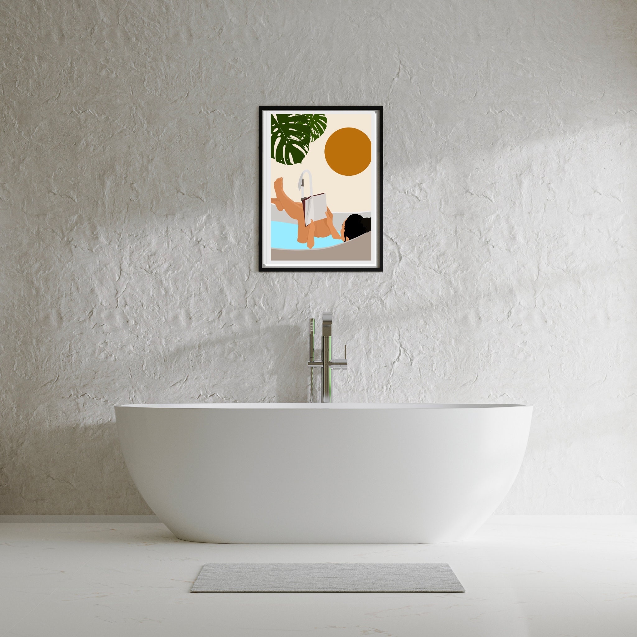 Bathroom Line Art | Woman in Bathtub | Woman Art | Bathroom Print ...