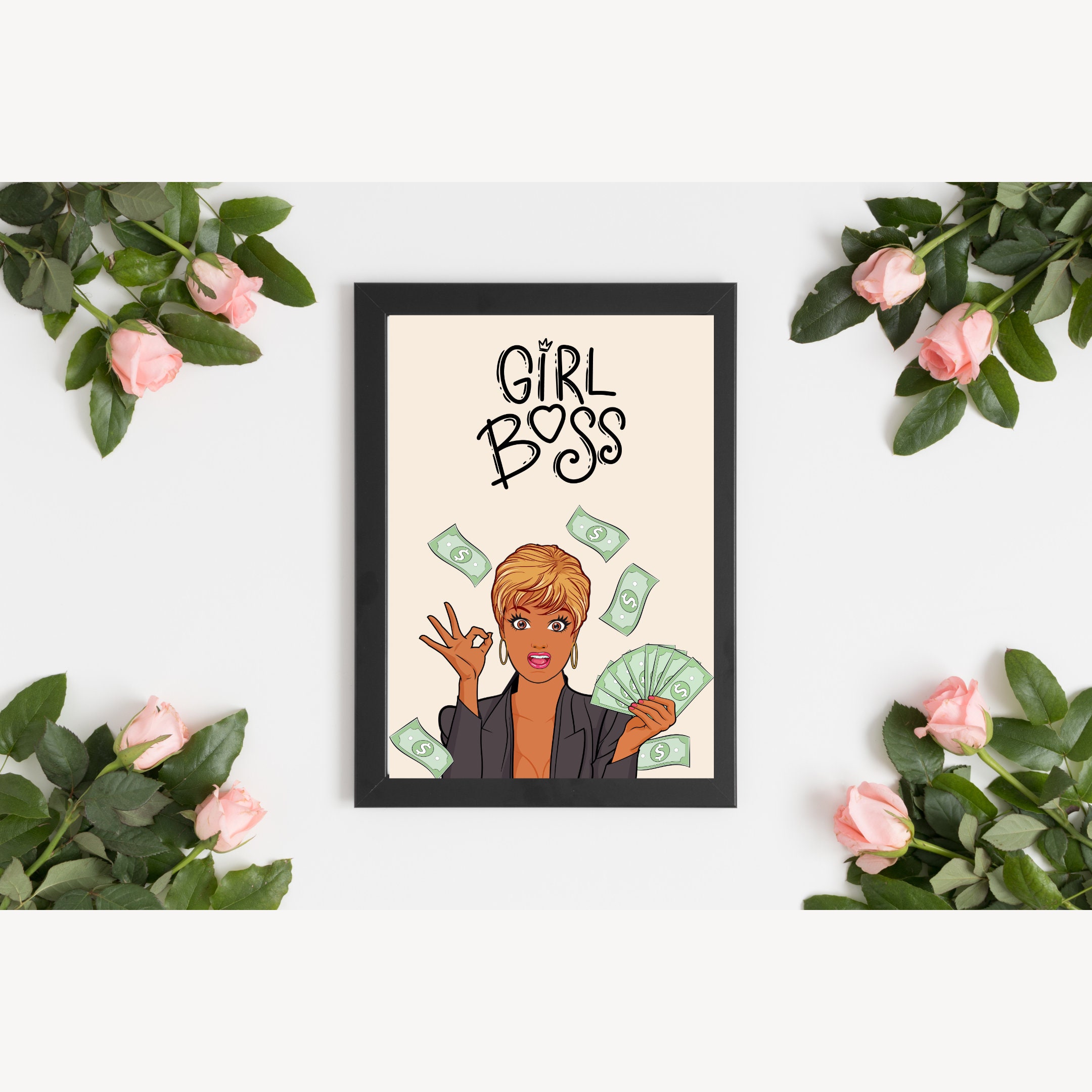 Female Boss Portrait Girl Money Art Boss Lady Art Girl With - Etsy