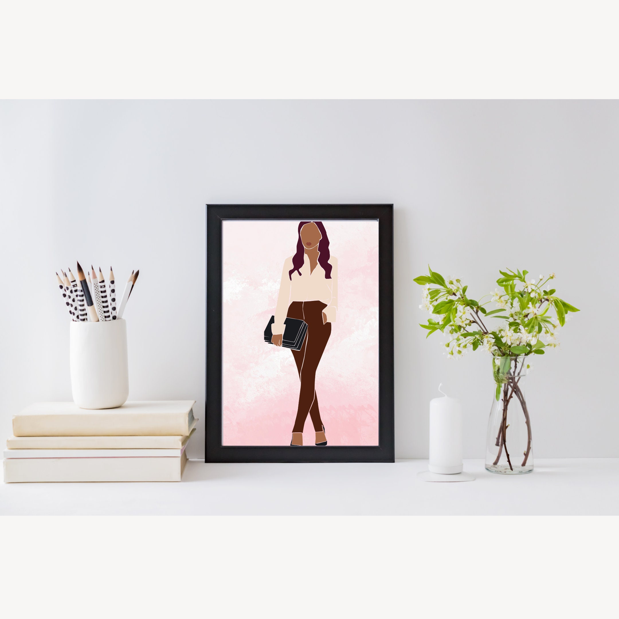 Female Boss Portrait Girl Money Art Boss Lady Art Girl With - Etsy