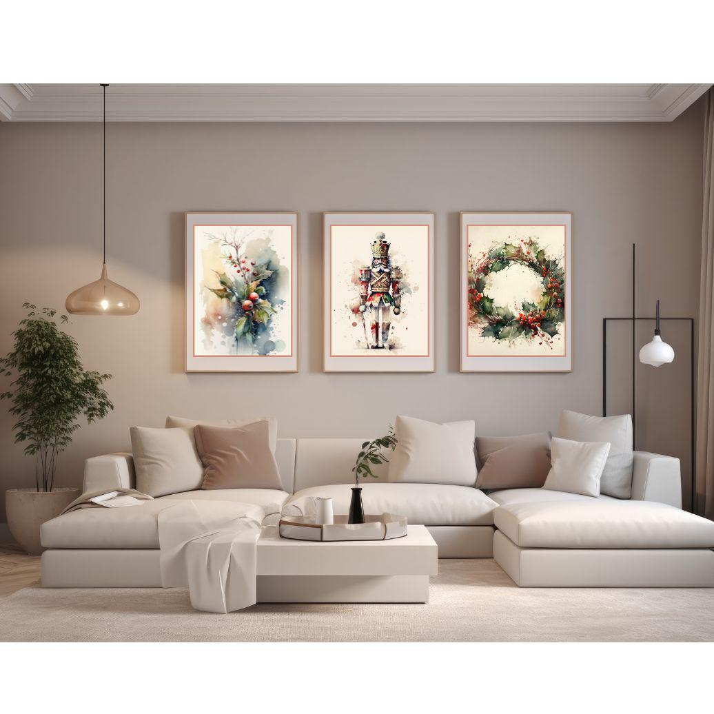 Set of 3 Christmas Wall Art Designs | Festive Digital Prints for ...
