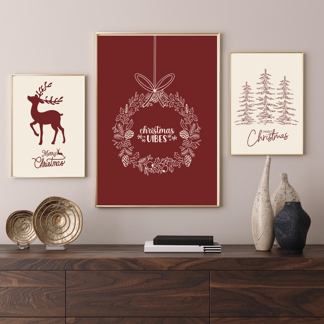 Gallery Set of 3 Christmas Wall Art Designs | Festive Digital Prints ...