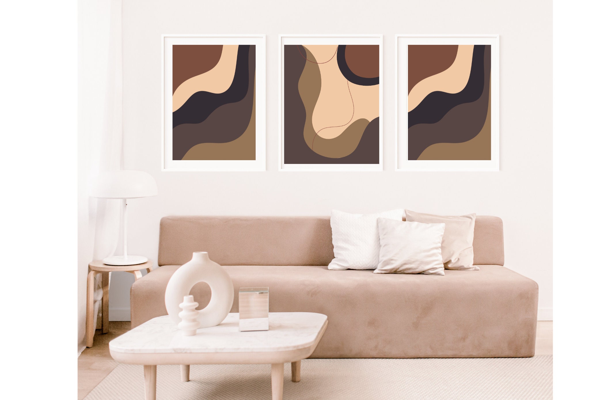 Set of 2/ Modern Abstract Pattern With Brown Graphics Color - Etsy