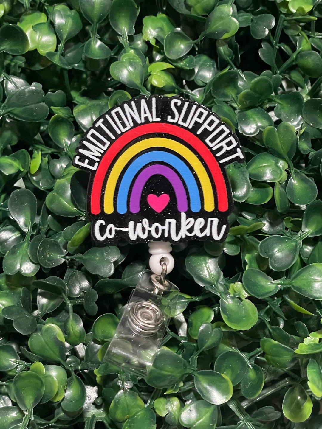 Emotional Support Coworker Rainbow Retractable Badge Reel Nurse Badge ...