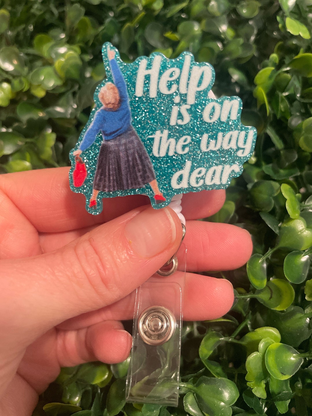 Mrs Doubtfire Help is on the Way Dear Blue Retractable Badge Reel Nurse ...