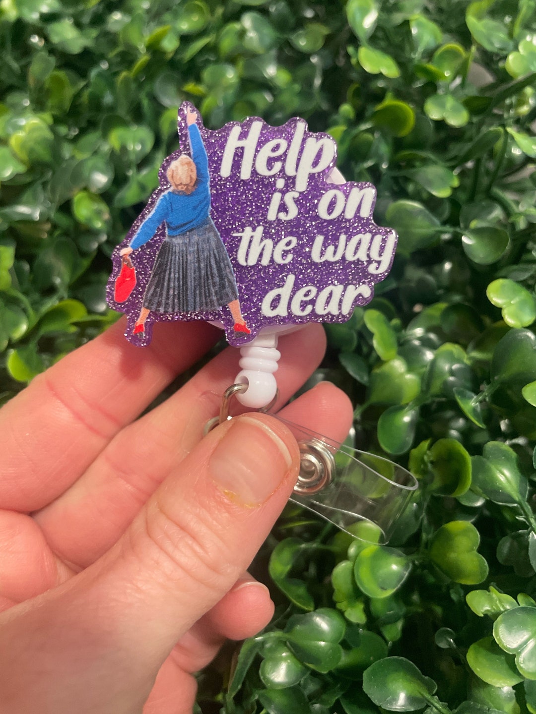 Mrs Doubtfire Help is on the Way Dear Purple Retractable Badge Reel ...