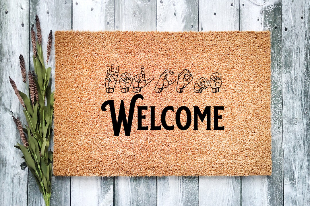 ASL Welcome Doormat Fingerspelled Sign Language Coir Doormat New Home ...