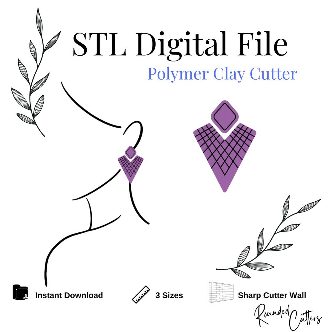 Dangle With Lines Polymer Clay Cutter, Digital STL File, Instant ...