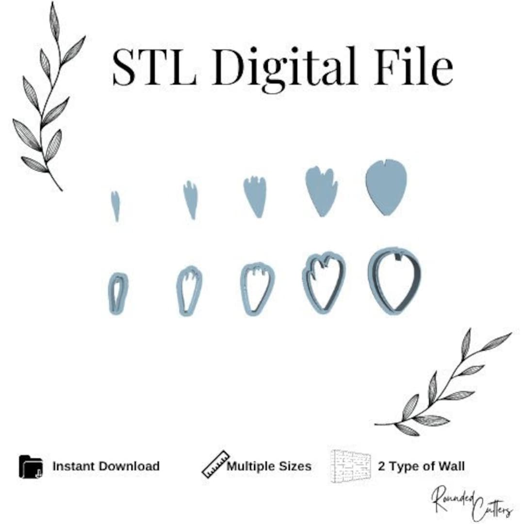 Peony Petals #15 Polymer Clay Cutter, Digital STL File, 2 Cutter ...