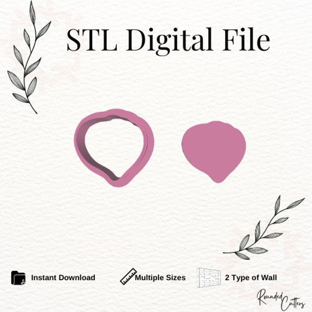 Petal #7 Polymer Clay Cutter, Digital STL File, Multiple Sizes, 2 ...