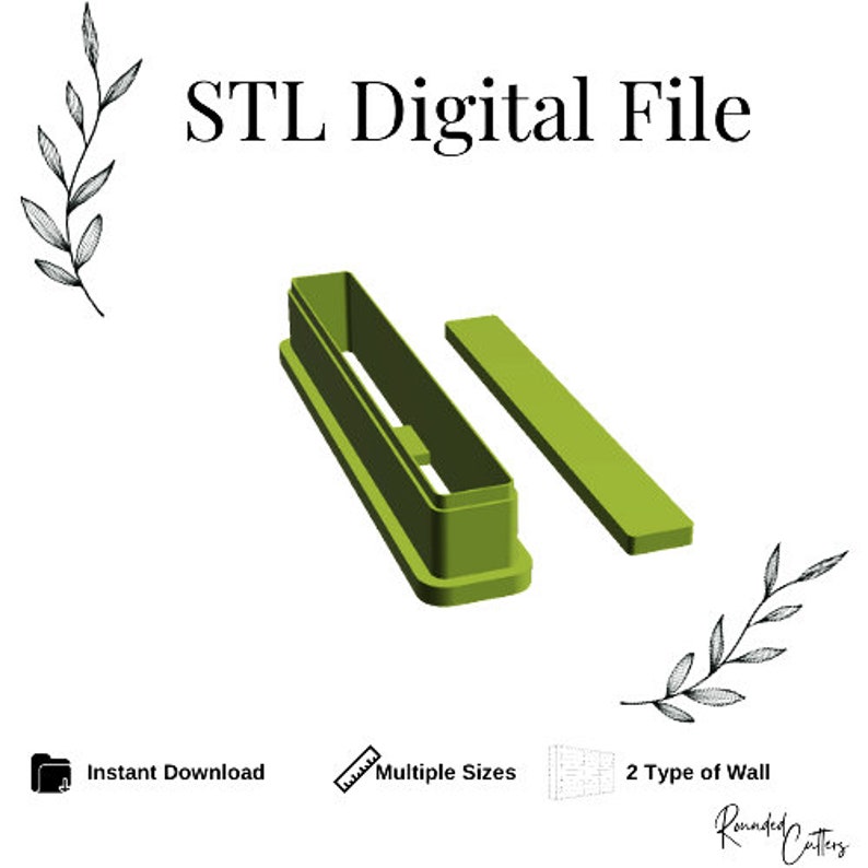 Long Thin Rectangular Cutter, Digital STL File, 2 Cutter Versions ...