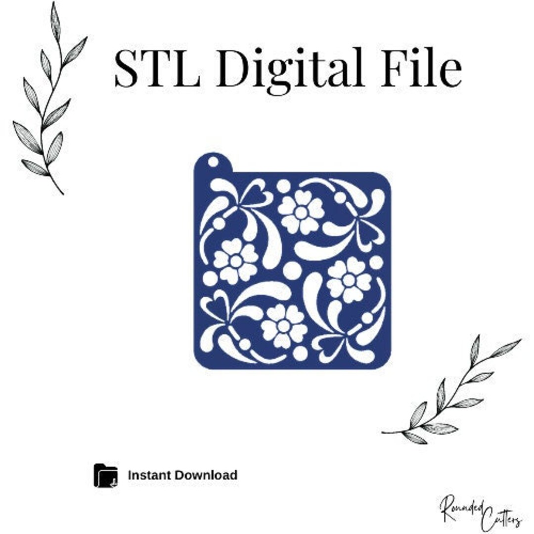 Floral Stencils #9 for Polymer Clay, Digital STL File, Instant Download ...