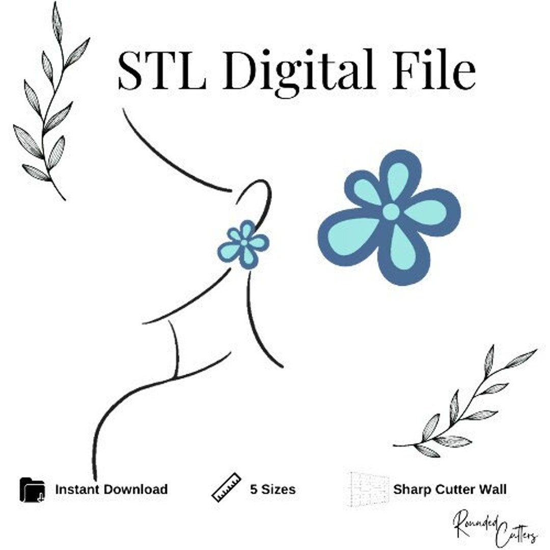 Bezel Flower With Faux Stones Polymer Clay Cutter, Digital STL File ...