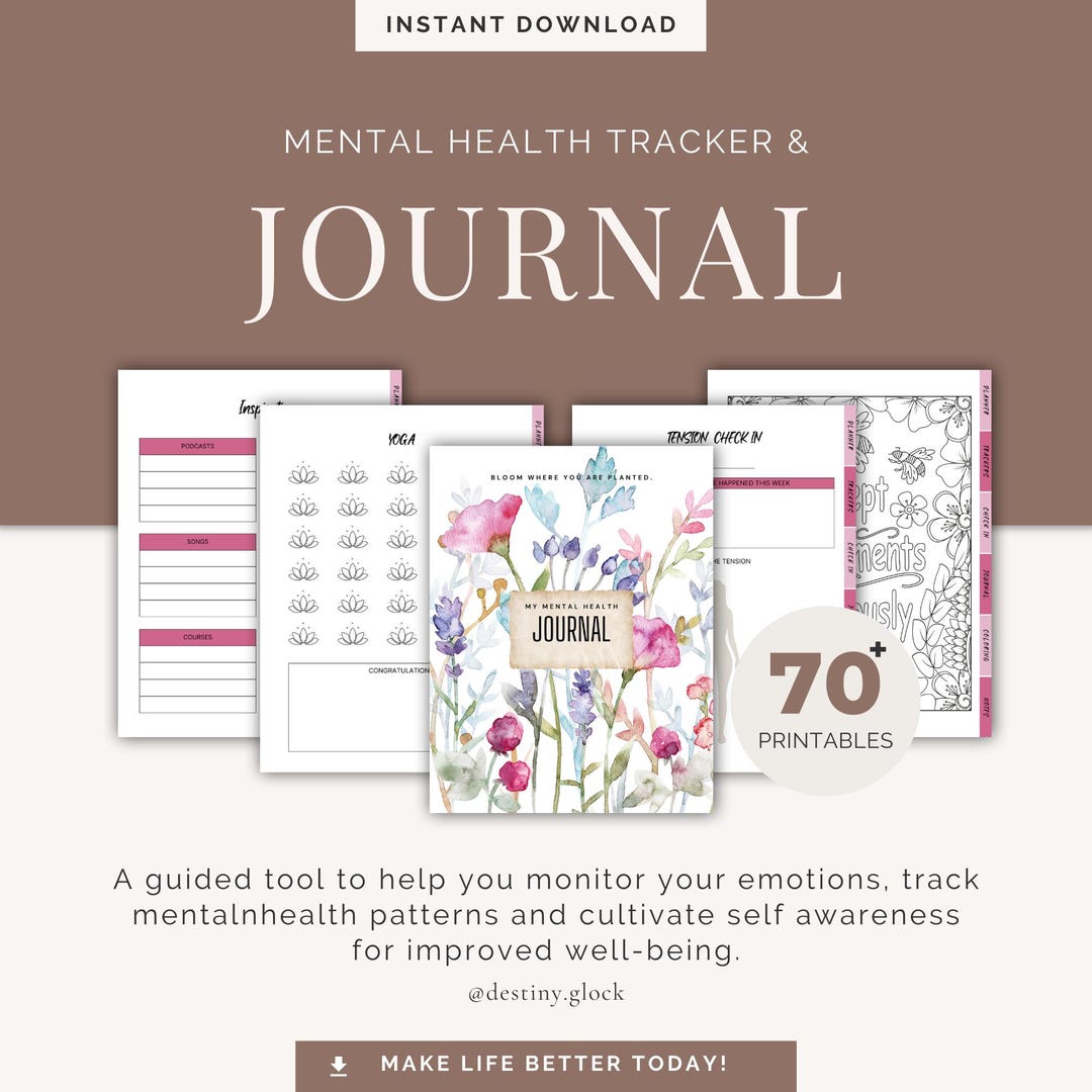 Digital Mental Health Tracker & Journal | Self-care Planner, Mood ...