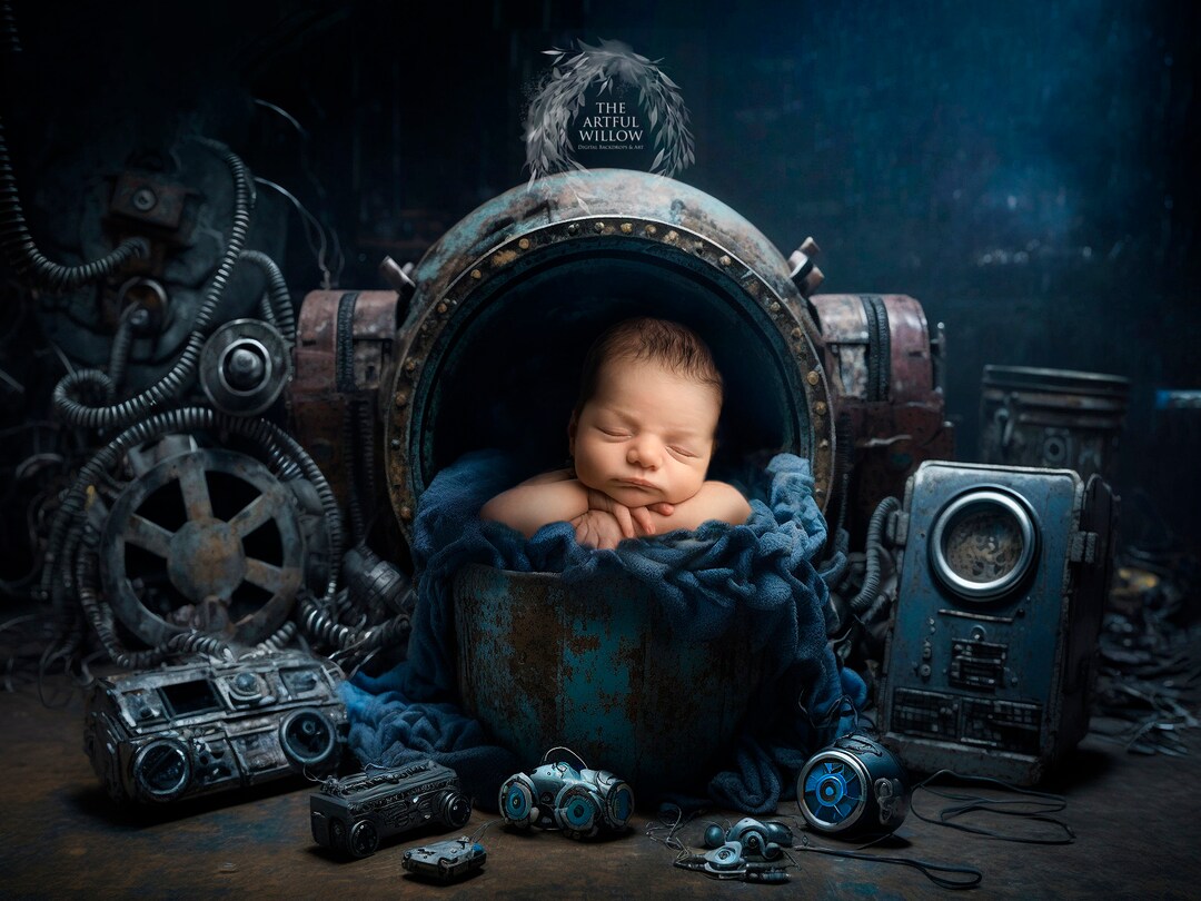 Steampunk Style Newborn Digital Backdrop - Etsy