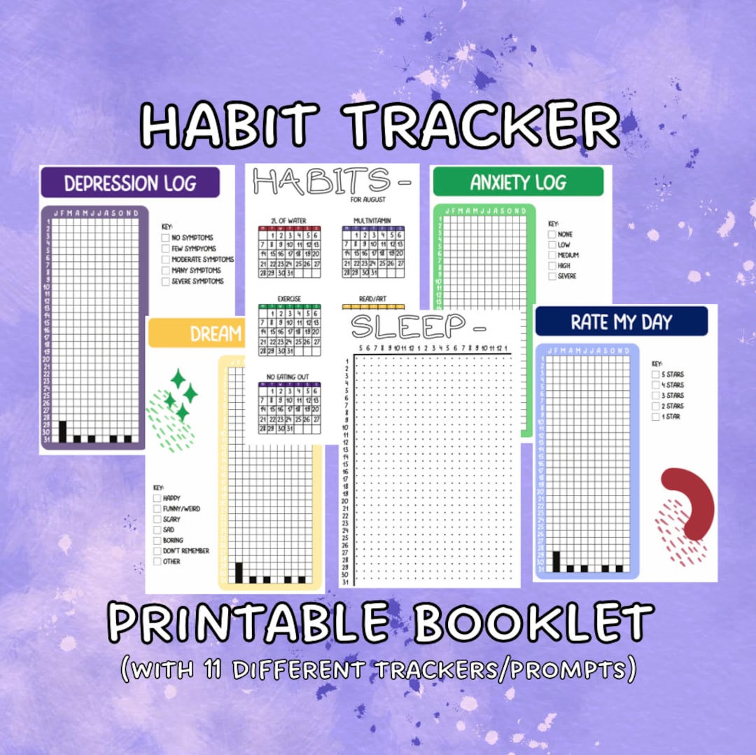 Habit Tracker Printable Booklet, 12 Page Printable Booklet, Self Help ...