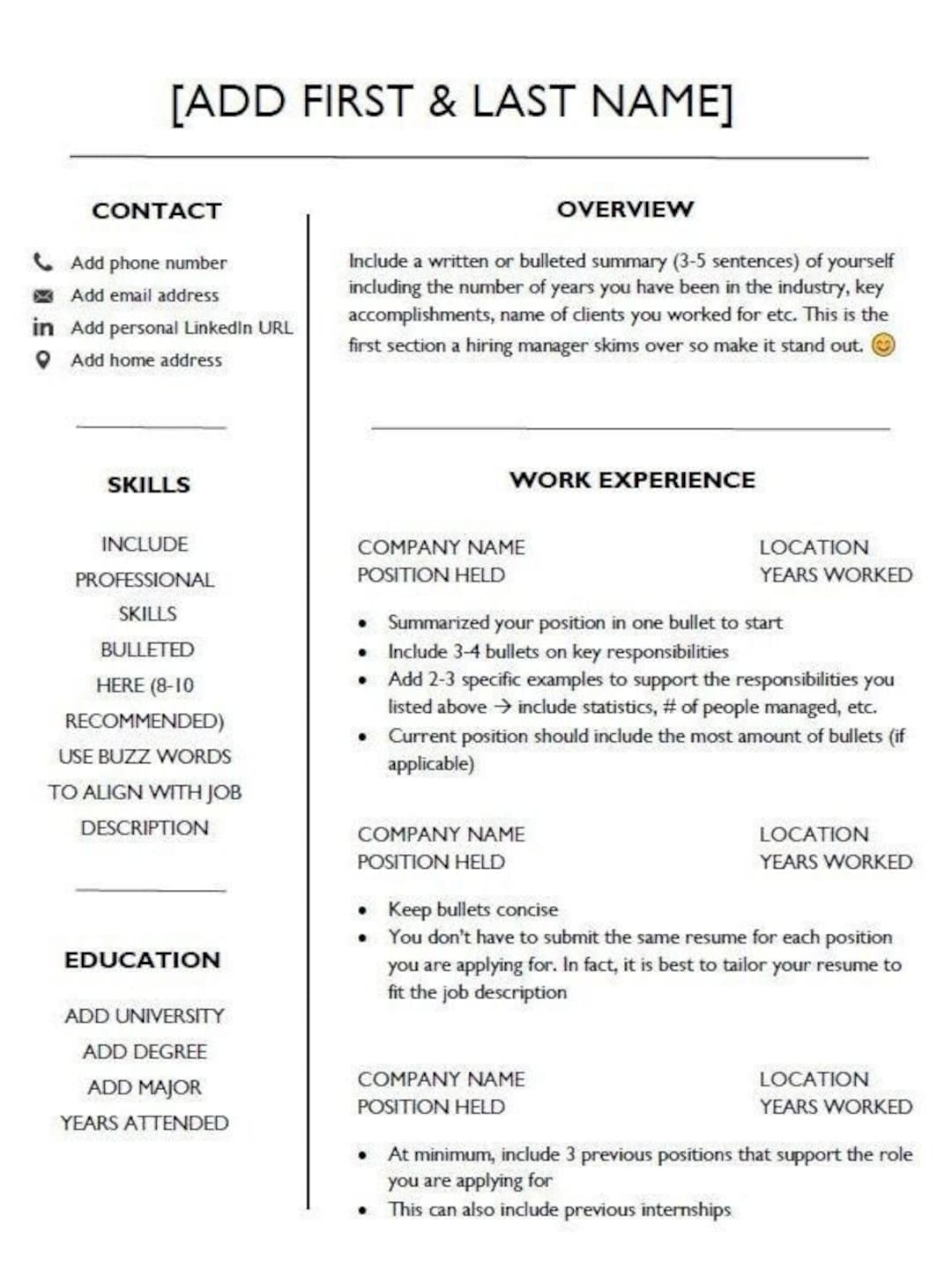 Simple Resume Template With Helpful Tips & Tricks, Download Word Doc ...