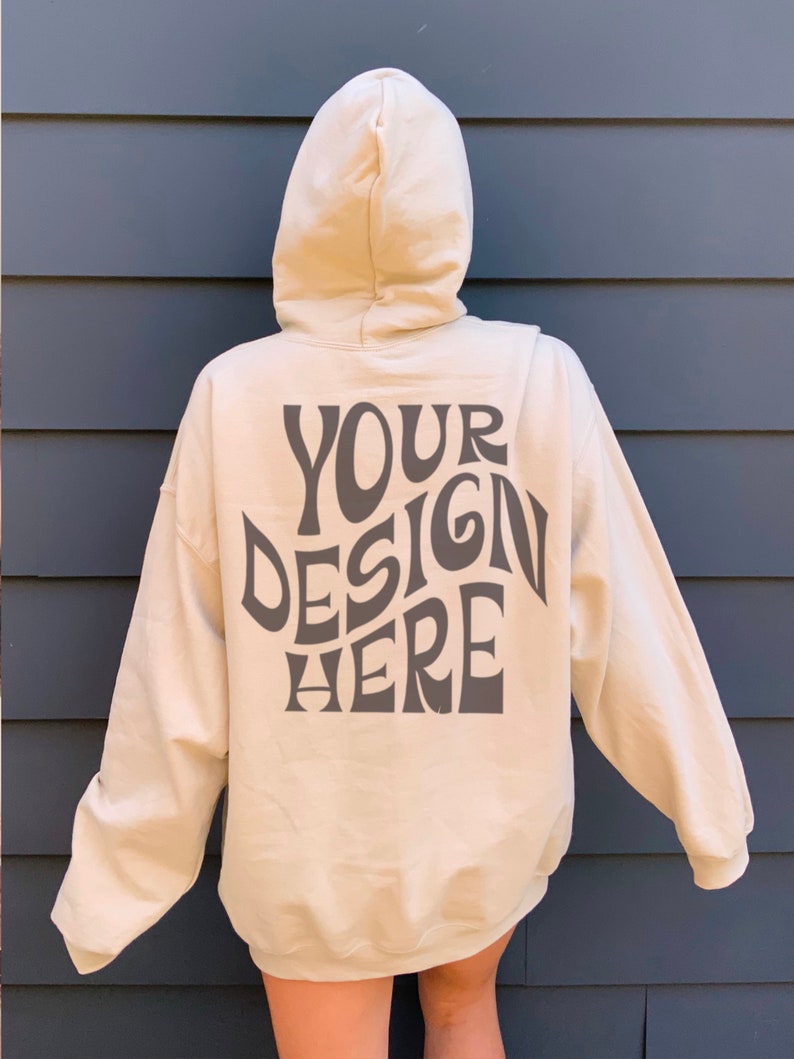 Gildan 18500 Sand Hoodie Mockup Oversized Sand Hoodie Mockup Model ...