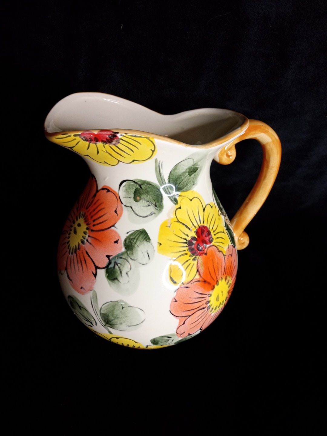 Vintage Made in Japan Handpainted Poppy Pitcher Orange & Yellow 6" - Etsy