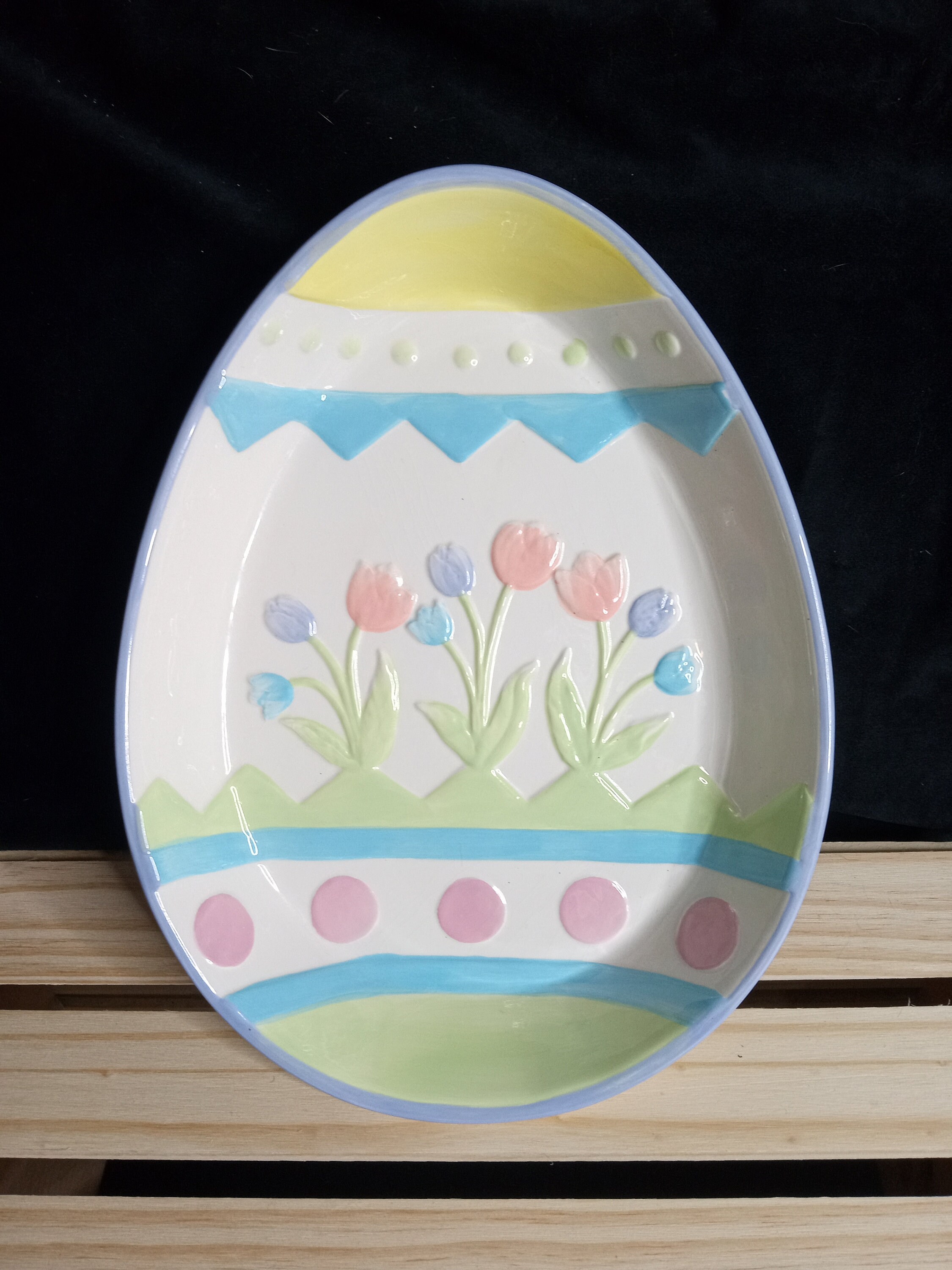 Blossoms & Blooms Ceramic Easter Egg Bowl Tulips Eggs Embossed 12" - Etsy