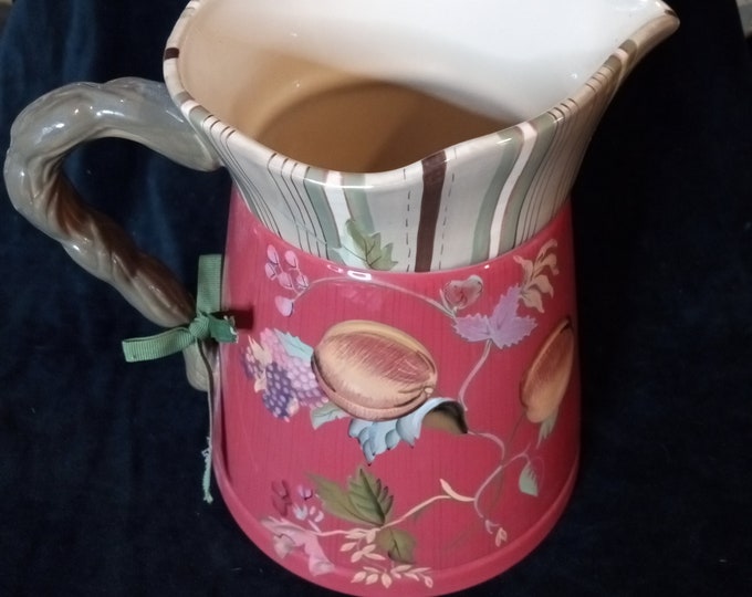 Tracy Porter Octavia Hill Fruit Floral Red Ceramic Pottery Water ...