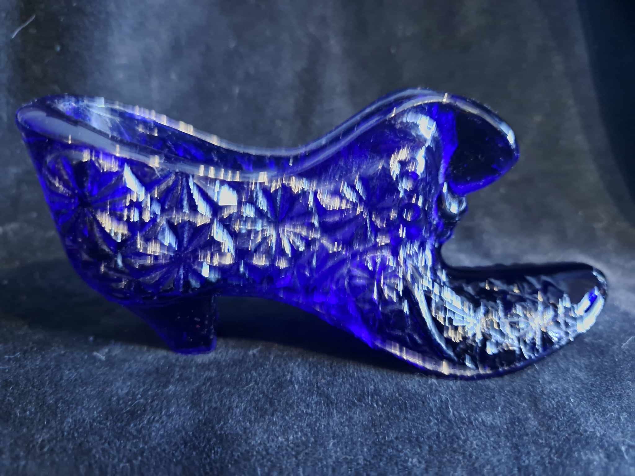 Fenton Glass Cobalt Blue Shoe 3 Excellent Condition - Etsy