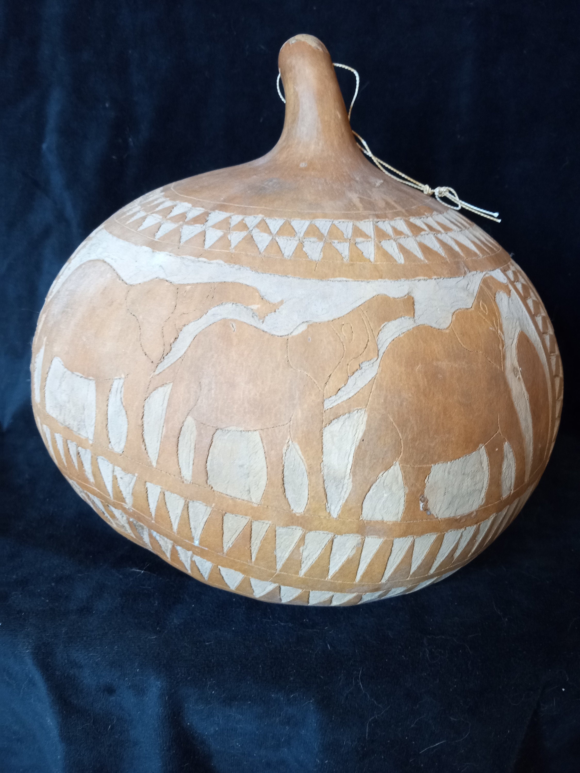 Vintage Hand Carved African Gourd Elephants - Etsy