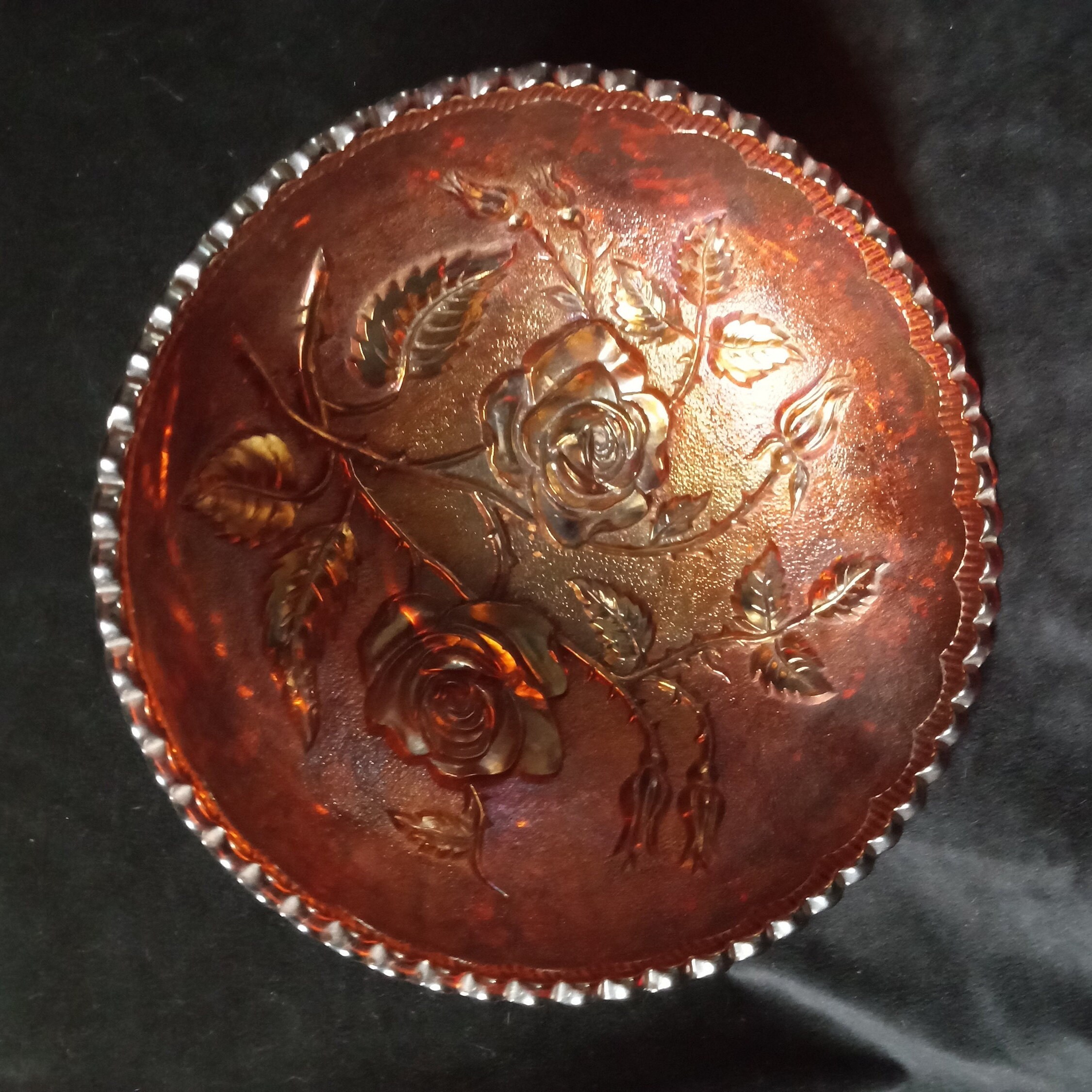8 Vintage Depression Era Carnival Glass Amethyst-orange Colored Bowl ...