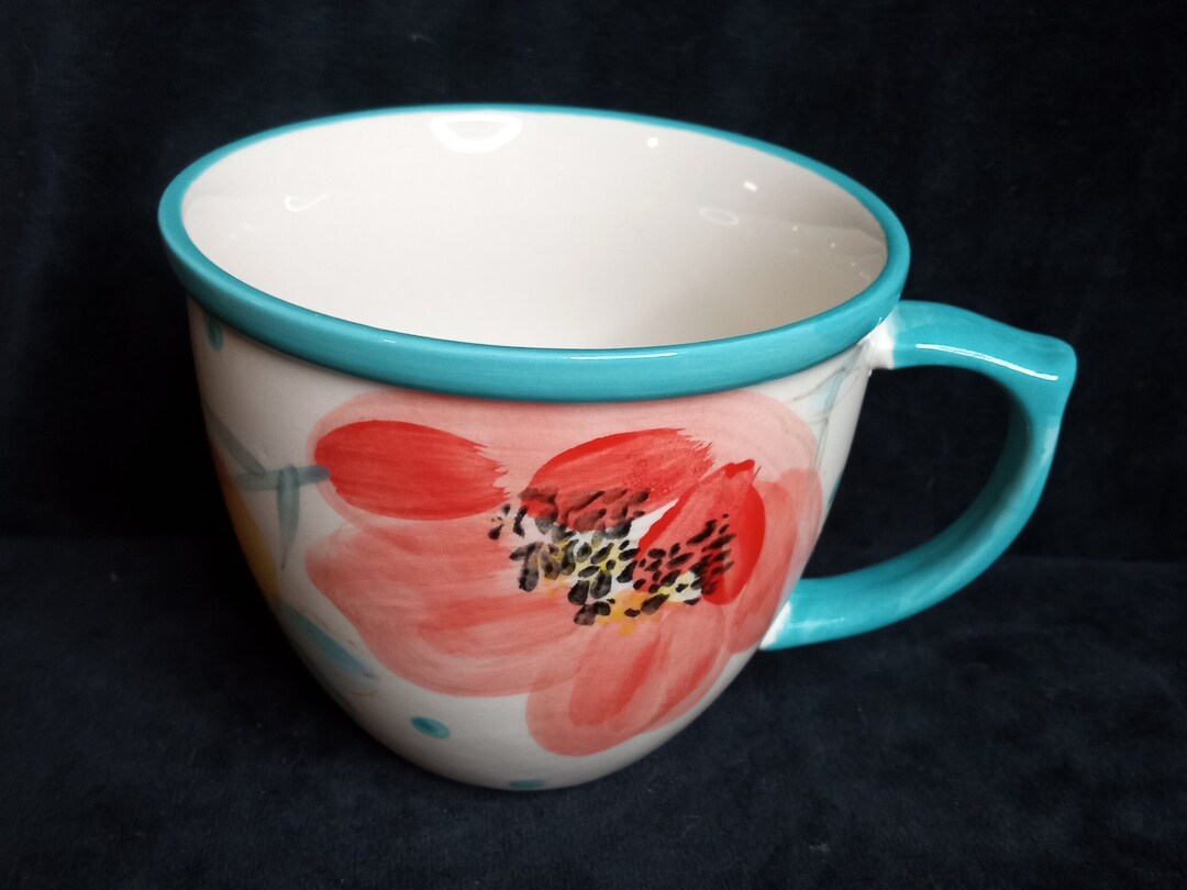 The Pioneer Woman Vintage Bloom Coffee Tea Cup Mug Ree Drummond Teal 16 ...