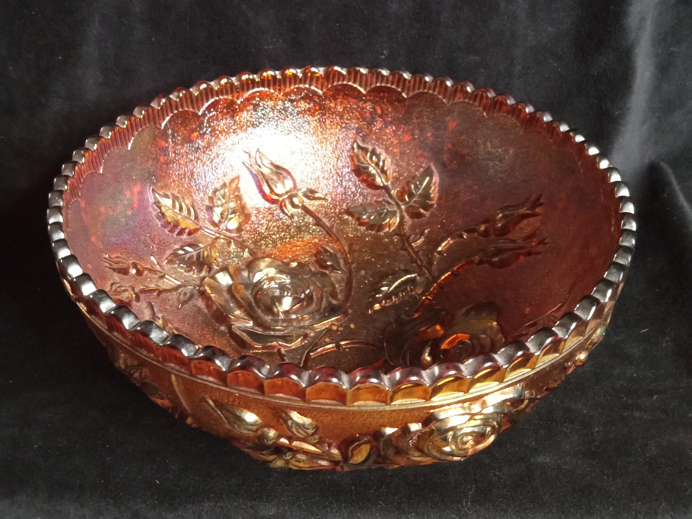 8 Vintage Depression Era Carnival Glass Amethyst-orange Colored Bowl ...