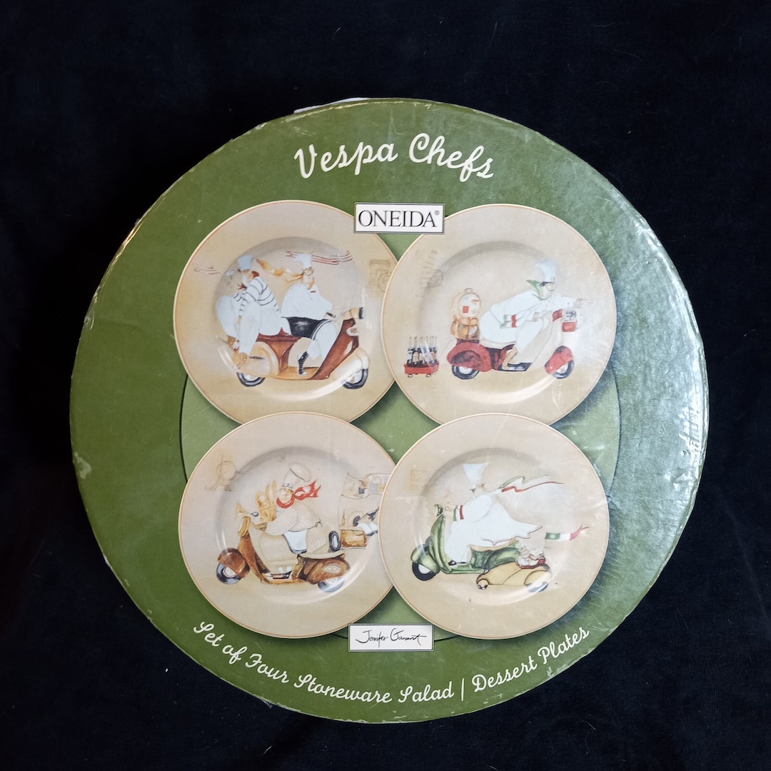 Set of 4 Vespa Chefs Plates by Oneida With Original Box 8.25" - Etsy