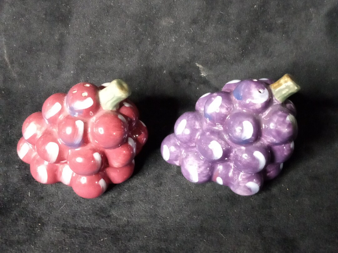 Grape Salt and Pepper Shakers Purple and White - Etsy