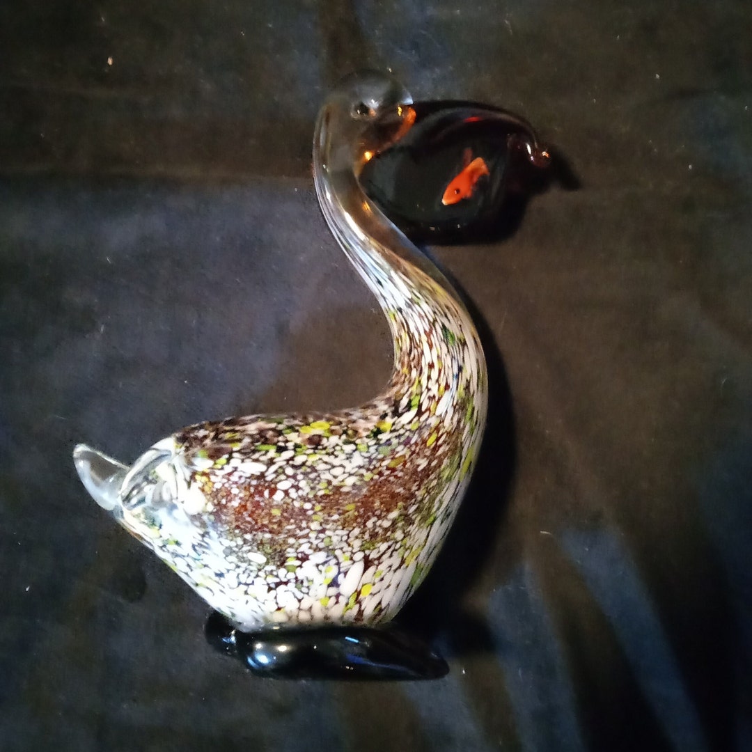 Vtg Art Glass Murano Style Hand Blown Pelican With Fish in Mouth 6 ...