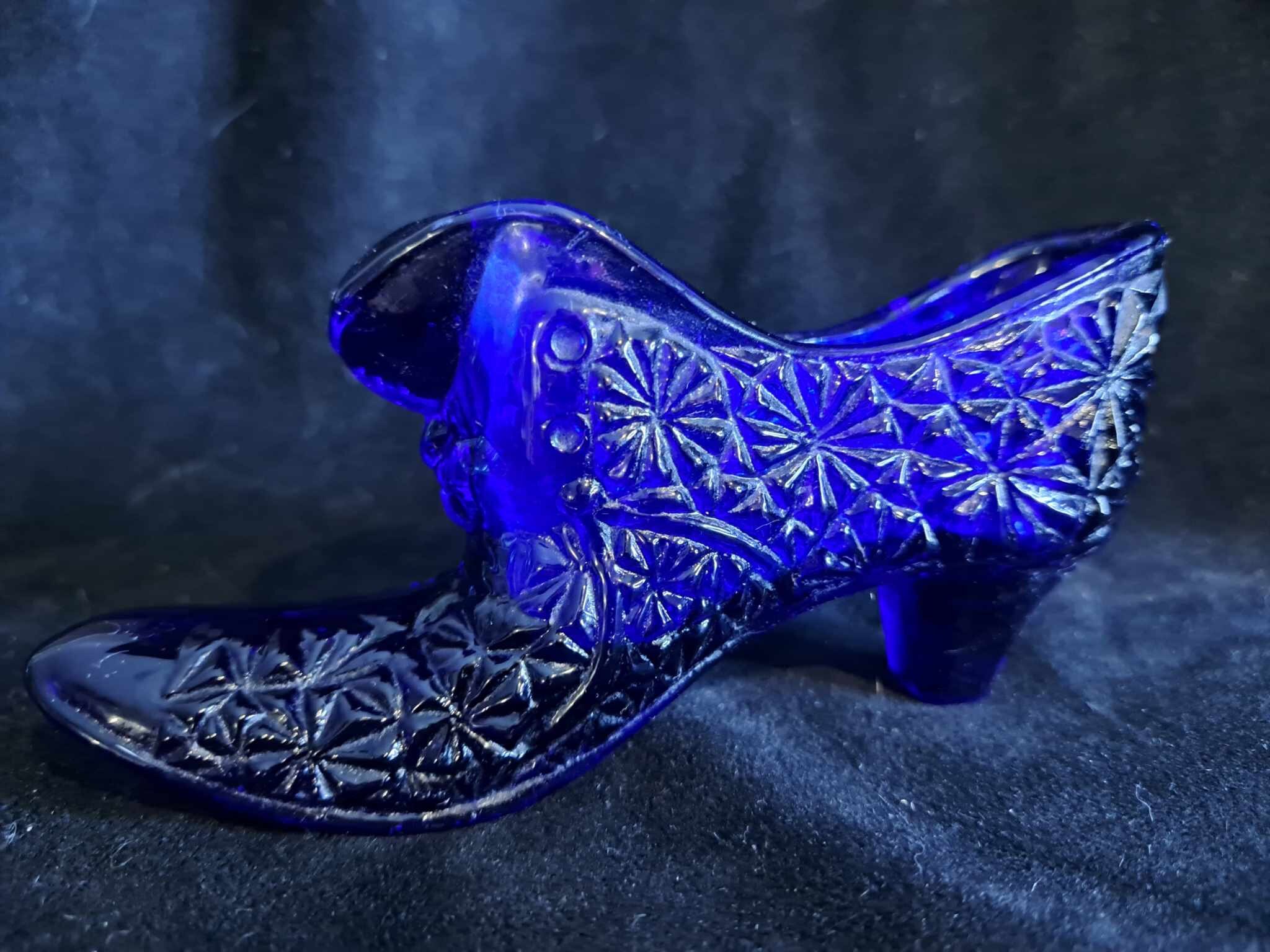 Fenton Glass Cobalt Blue Shoe 3 Excellent Condition - Etsy