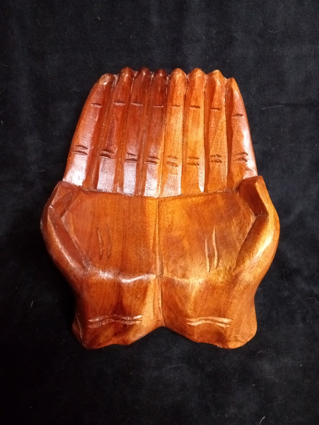 Carved Wooden Prayer Hands Bowl 8" - Etsy