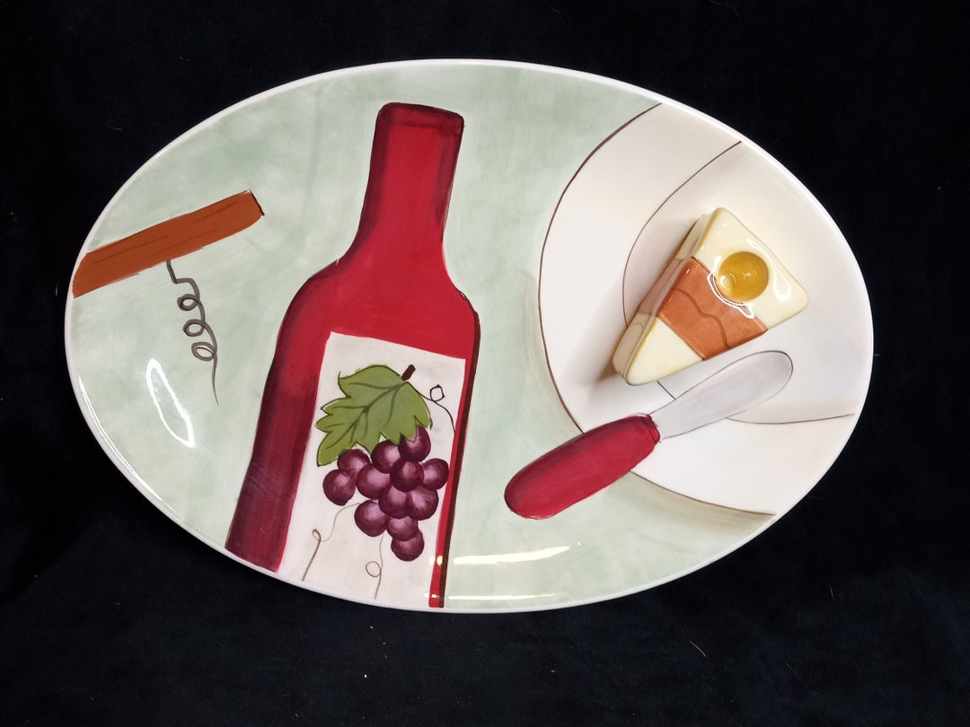 Wine & Cheese Appetizer Tray - Clay Art - Etsy