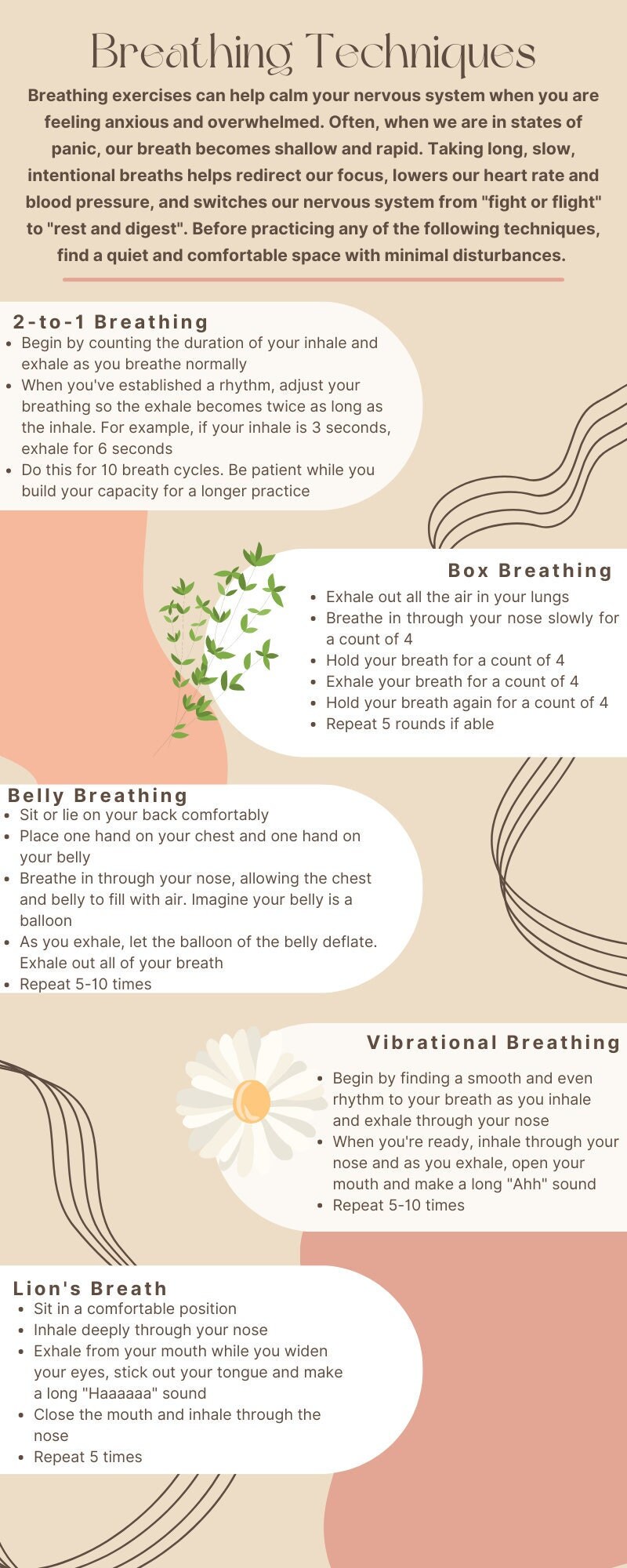 Breathing Techniques for Stress and Anxiety - Etsy