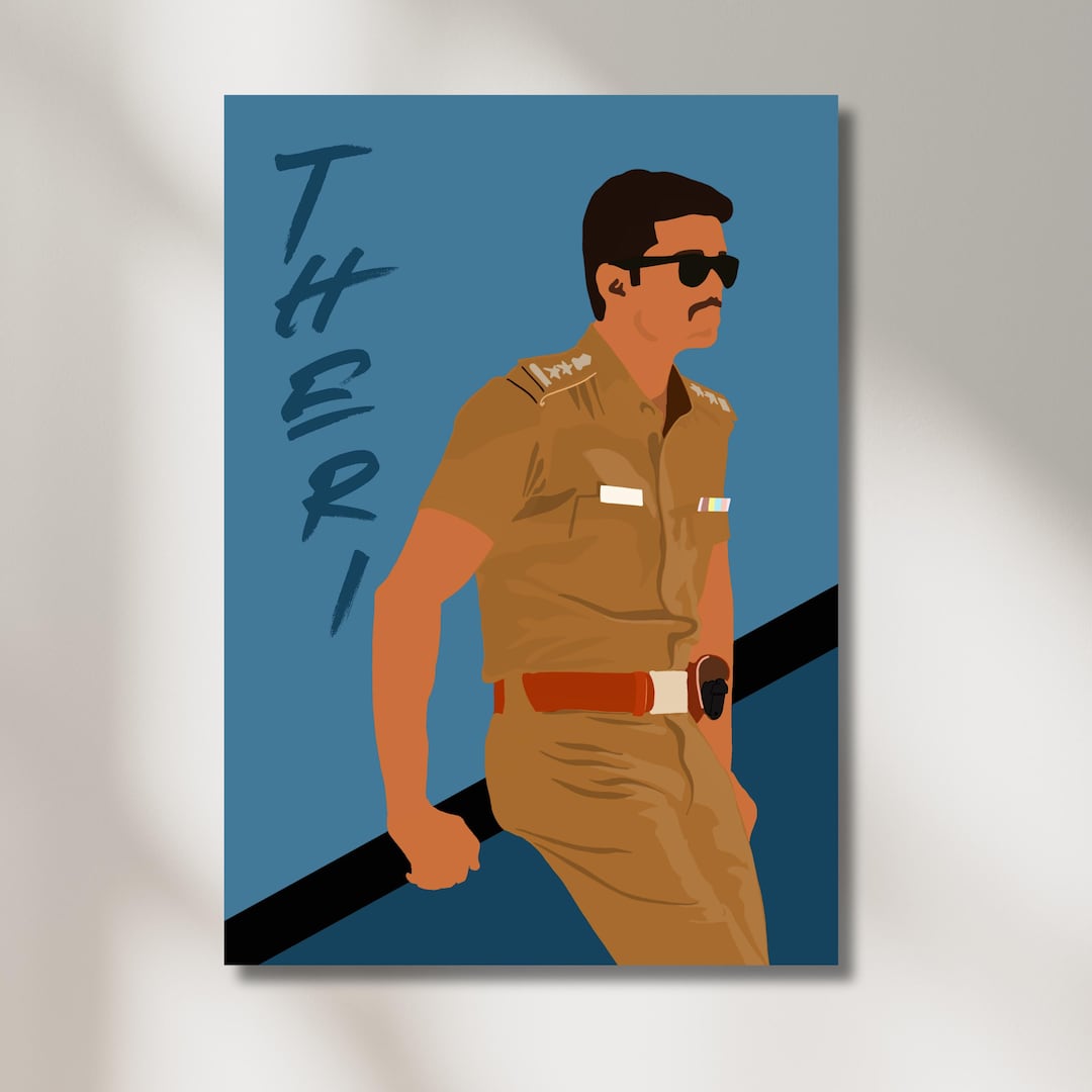 Theri Police Tamil Movie Poster Thalapathy Vijay Samantha Cartoon ...