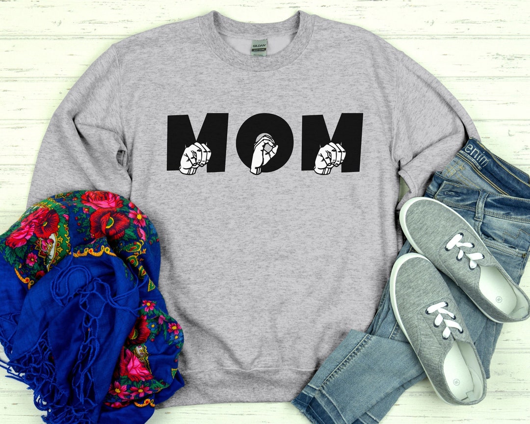 Mom in ASL Sweatshirt, Sign Language Shirt, Gift for Mom, Christmas ...