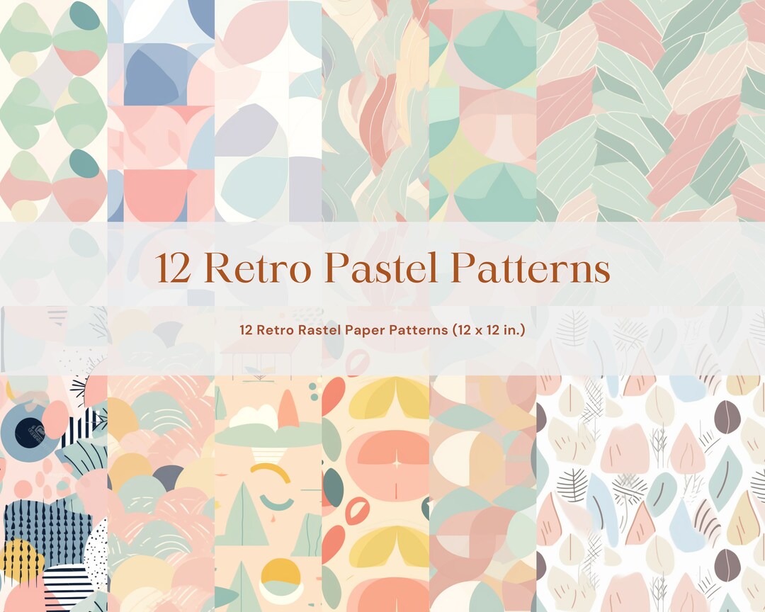Retro Pastel Digital Paper Cute Pastel Journal Paper Planner Paper ...