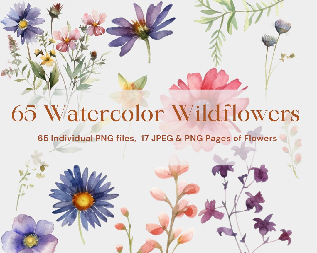 Watercolor Flower Bundle Clip Art Floral Clipart Wedding Clipart Summer ...