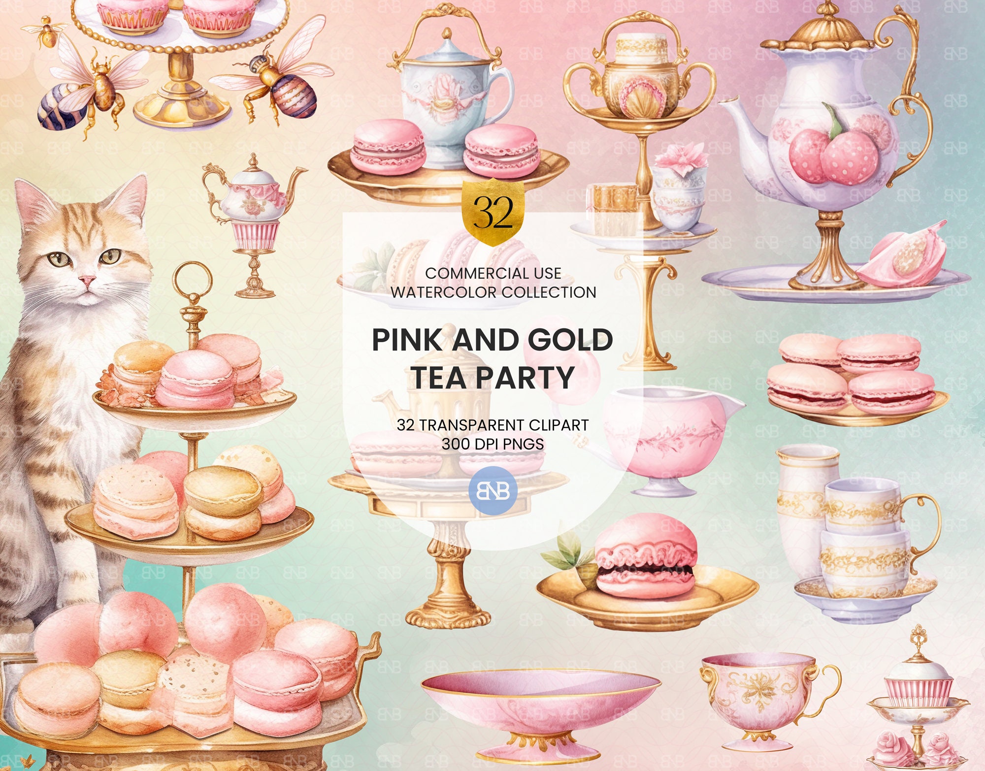 Watercolor Tea Party Clipart High Tea Afternoon Tea Kettle Clipart Cute ...